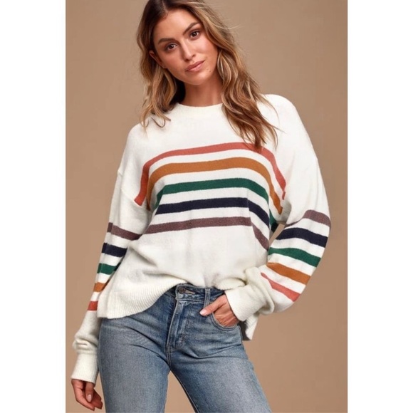Lulus | Sweaters | Lulu Oversized Rainbow Striped Sweater | Poshmark